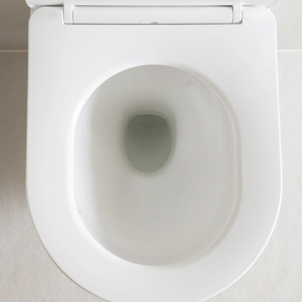 Laveo Desna Cycleon 2.0, závěsná WC mísa s toaletním sedátkem z duroplastu, Vortex splachování, bílá lesklá, LAV-VMD_610S