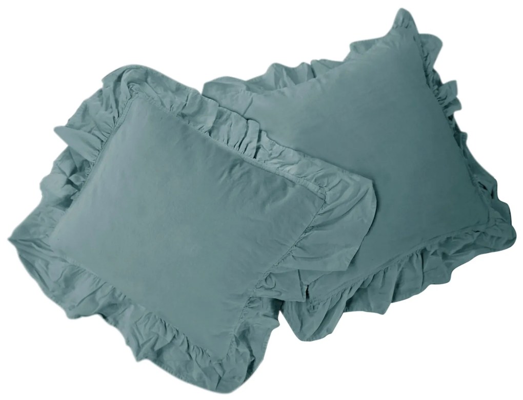 DEKORAČNÍ POVLAK NA POLŠTÁŘ STONEWASHED SADA 2 KS 40X40 CM MODRÁ