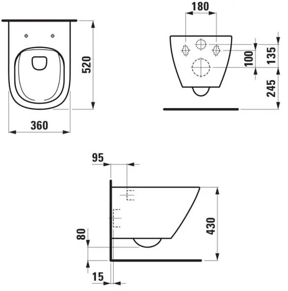 Laufen Lua Set WC závěsné Rimless + sedátko, bílá H8660800000001