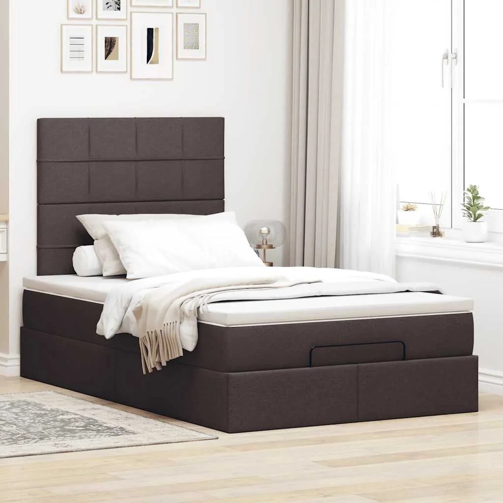 Osmanský rám postele s matrací tmavě šedá 120x200cm textil 3313999