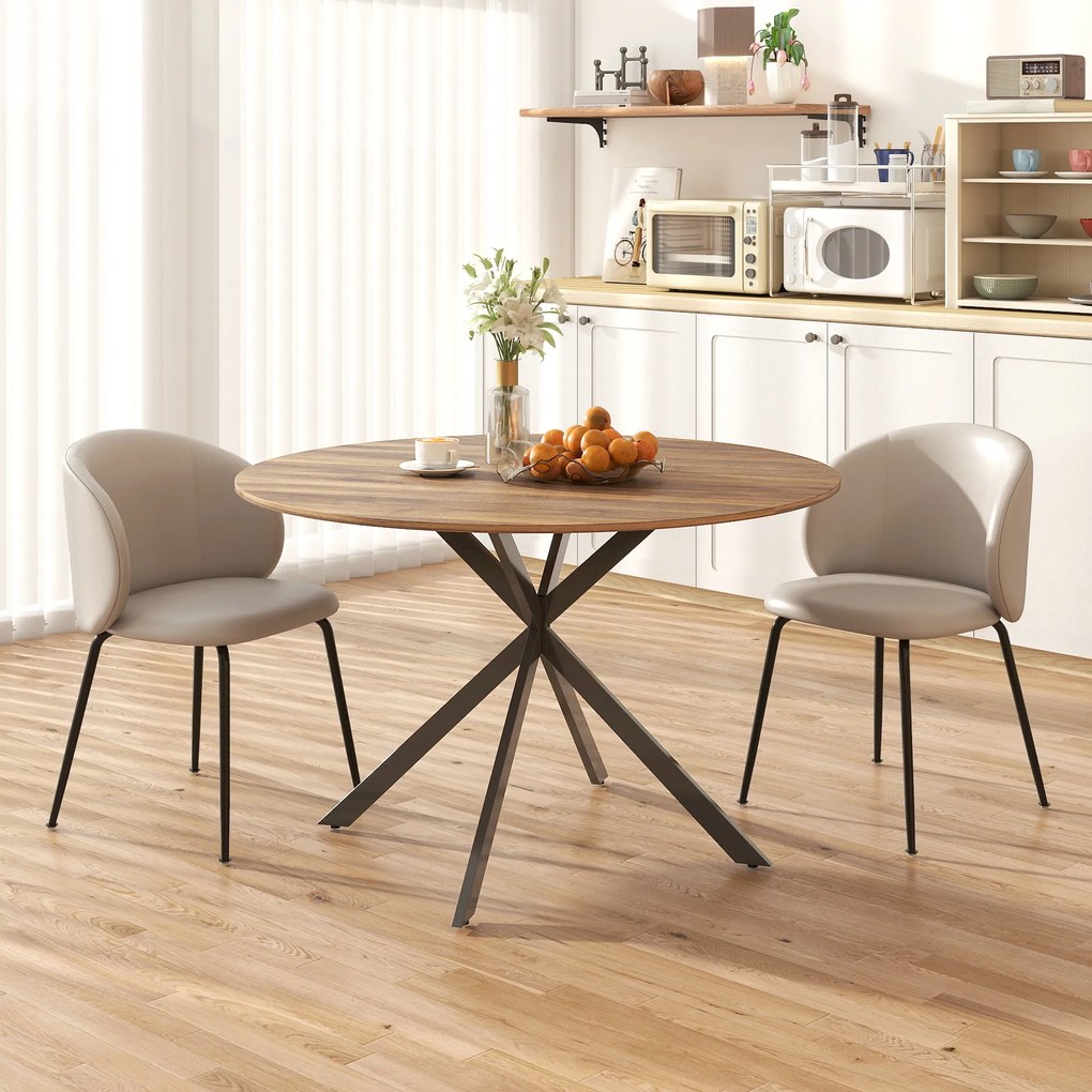 HOMCOM Kulatý Stůl pro 4 Osoby s Ocelovou Rámem Ø120x75 cm Tmavě Hnědý