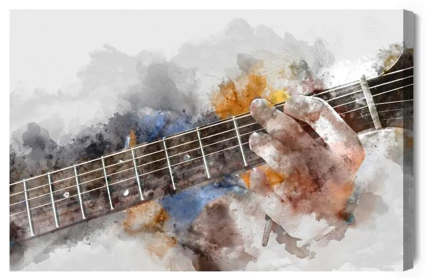 Obraz Abstraktní Kytara V Ruce Nedostatek Nedostatek Přírodní plátno 30x20