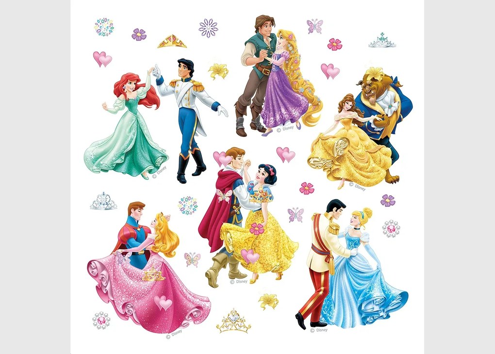 Dětská samolepka na zeď Princezny s Princi, Disney | 30 x 30 cm | DDKS 1081