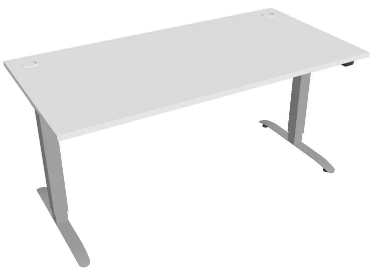 Elektr. nastavitelný stůl 160x80 - HOBIS MOTION  MS 2 1600 Dekor stolové desky: bílá, Barva kovové podnože: stříbrná