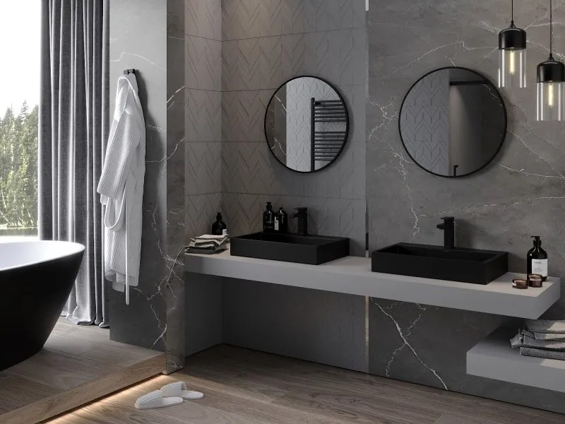 Mexen Loft kulaté koupelnové zrcadlo 60 cm, černý rám - 9850-060-060-000-70