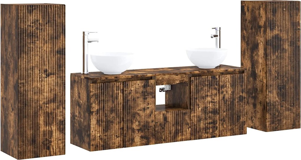Sada koupelnového nábytku 5 ks Kouřový dub 33 x 34,5 x 100 cm 3405988