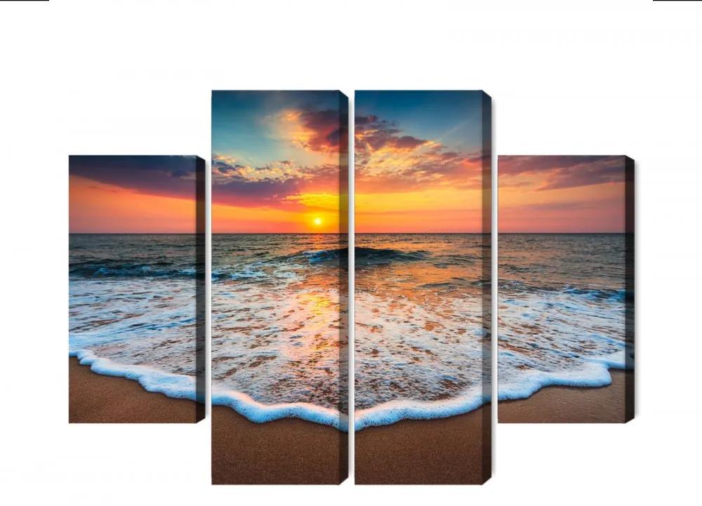 Vícedílný obraz Západ Slunce Na Moři 3D Nedostatek Nedostatek Přírodní plátno 160x120