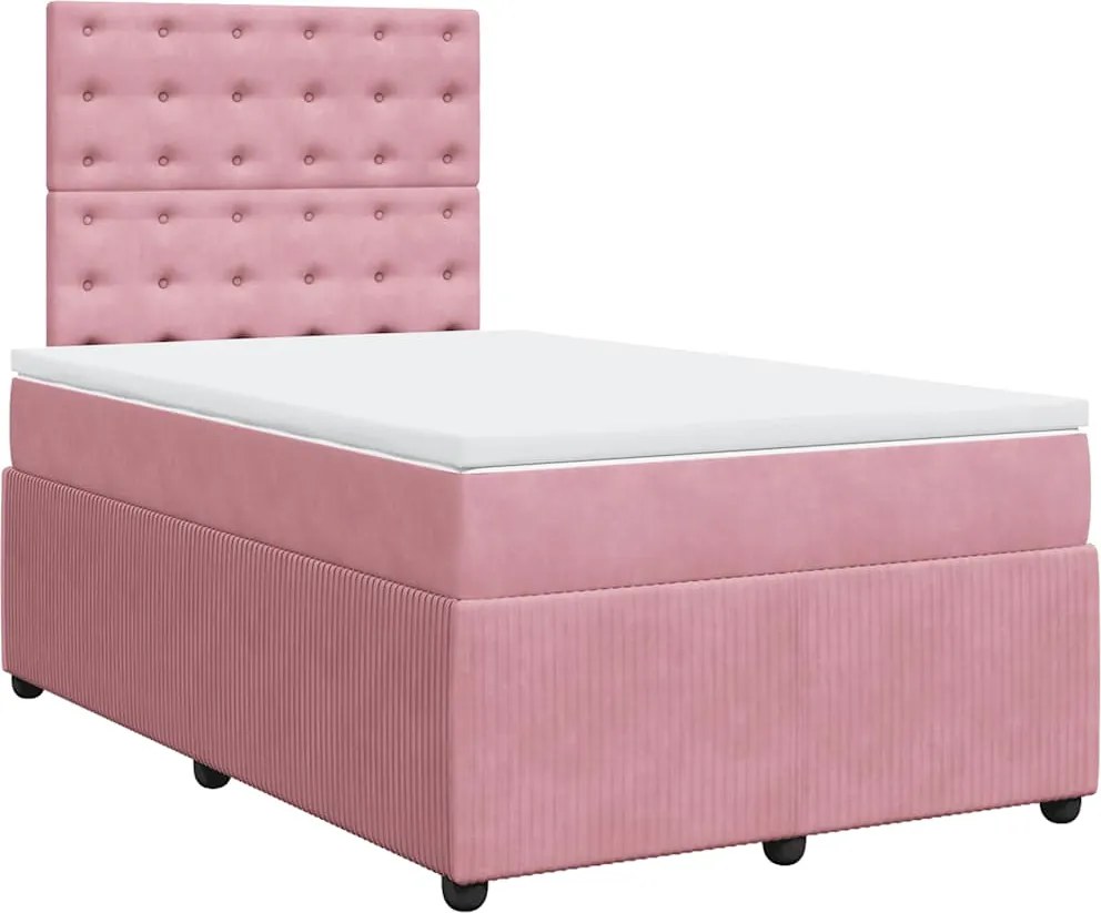 Box spring postel s matrací růžová 120 x 200 cm samet 3294627