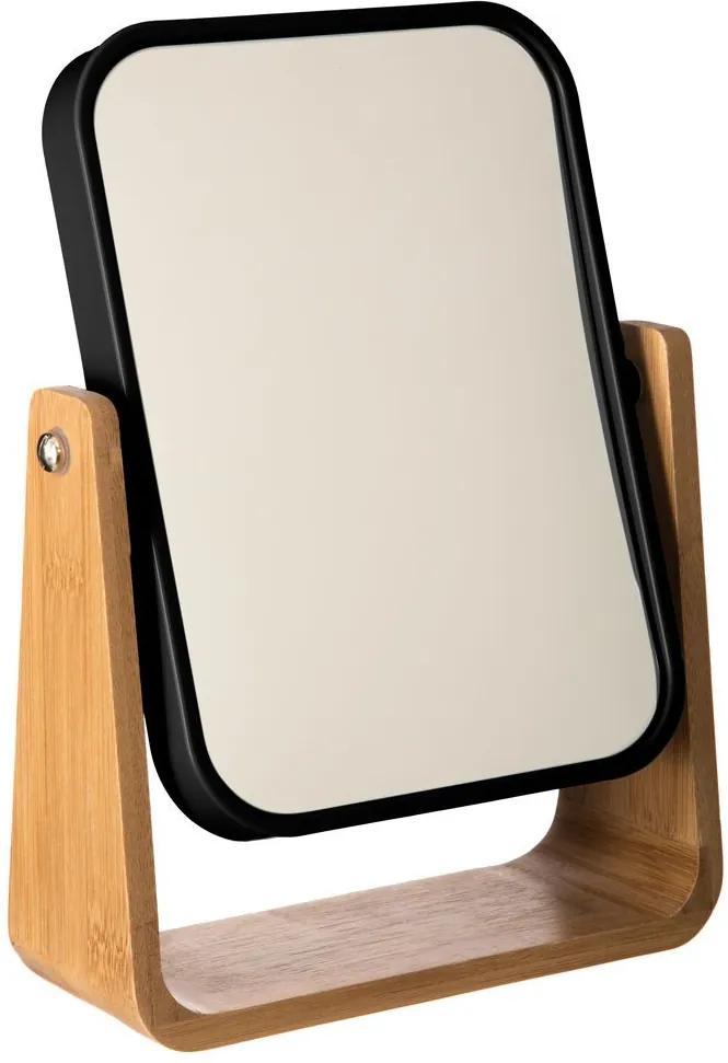 Černé zrcadlo stojící v bambusovém rámu, elegantní kosmetické zrcadlo z přírodních surovin (3560239661054)