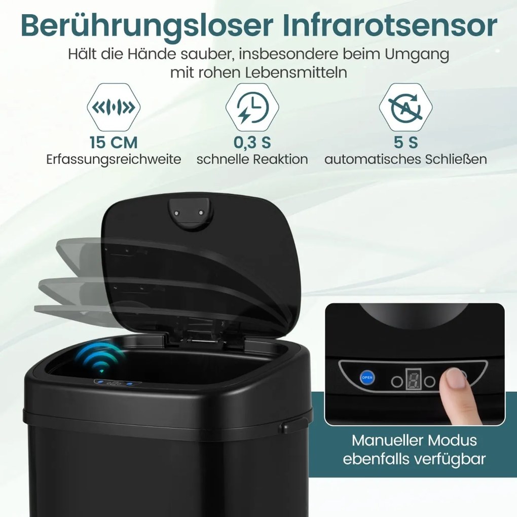 Costway 68 L Automatický odpadkový koš se senzorem a dvouzónový inteligentní