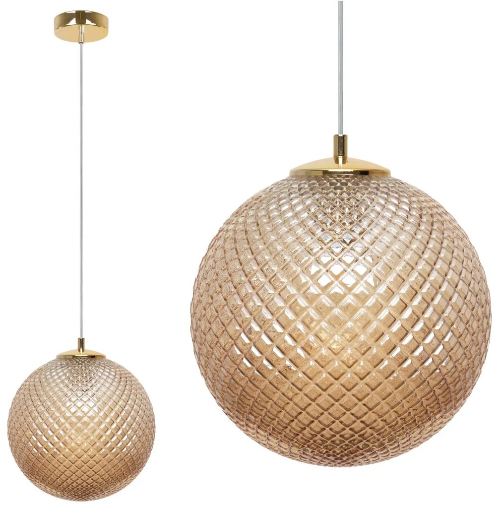 Závěsné svítidlo Cannes, 1x medové skleněné stínítko (fi 25 cm), G