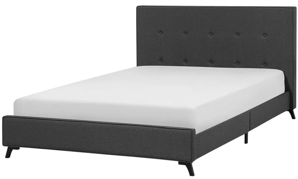 Čalouněná tmavě šedá manželská postel 140x200 cm - AMBASSADOR