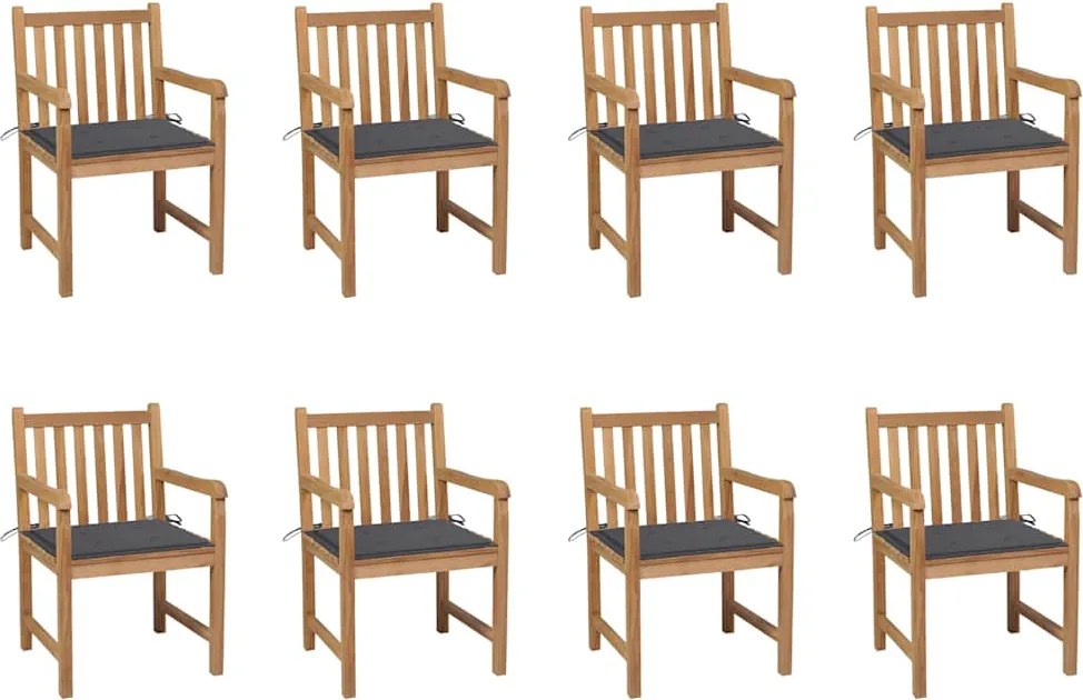 Zahradní židle 8 ks antracitové podušky masivní teak 3073058