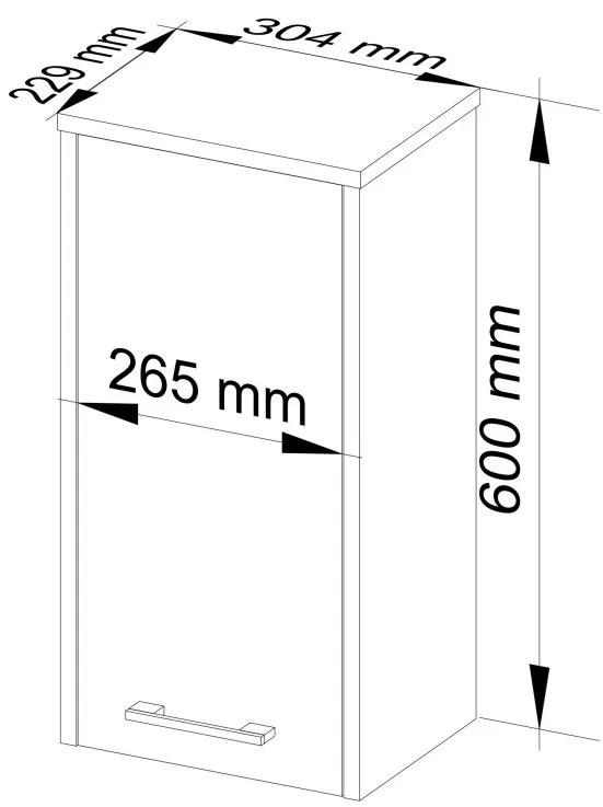 Závěsná koupelnová skříňka Fin 30 cm bílá