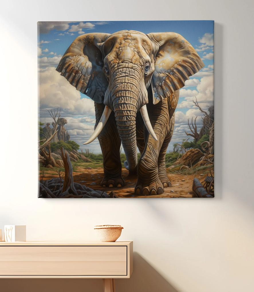 Obraz na plátně - Slon, Velký duch savany, Králové divočiny FeelHappy.cz Velikost obrazu: 100 x 100 cm