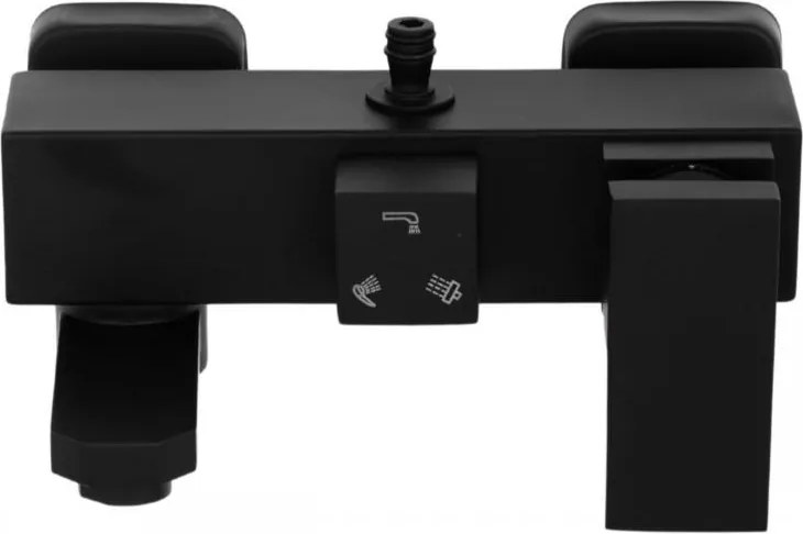 Erga Cube, sprchová baterie s vanovým výtokem a horním připojením sprchového sloupu, 150 mm, černá matná, ERG-YKA-BW.CB-BLK