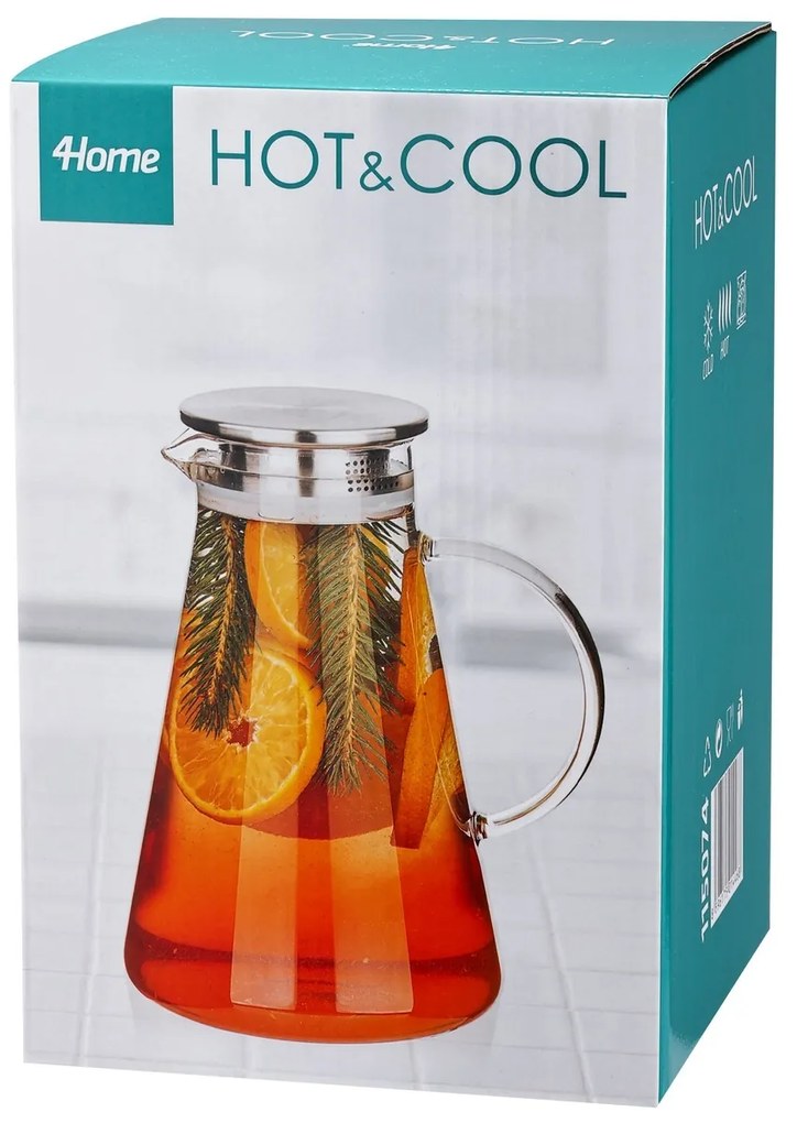 4Home Skleněný džbán s víčkem Jug Hot&Cool, 1,8 l