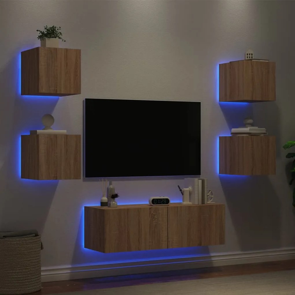 5dílná obývací stěna s LED osvětlením dub sonoma 3216862