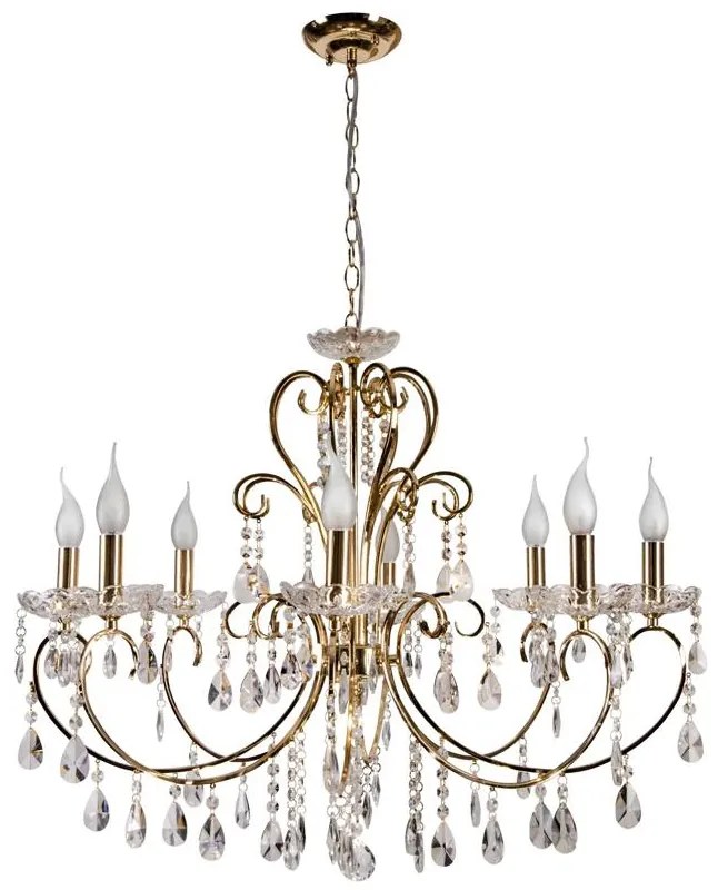 Zlatý křišťálový lustr Aurora pro žárovku 8x E14  - Candellux