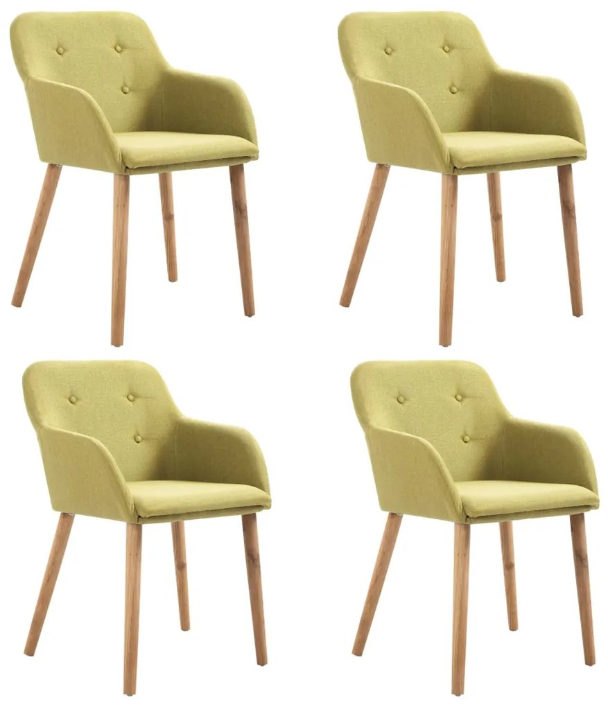 276945 vidaXL Jídelní židle 4 ks zelené textil a masivní dubové dřevo