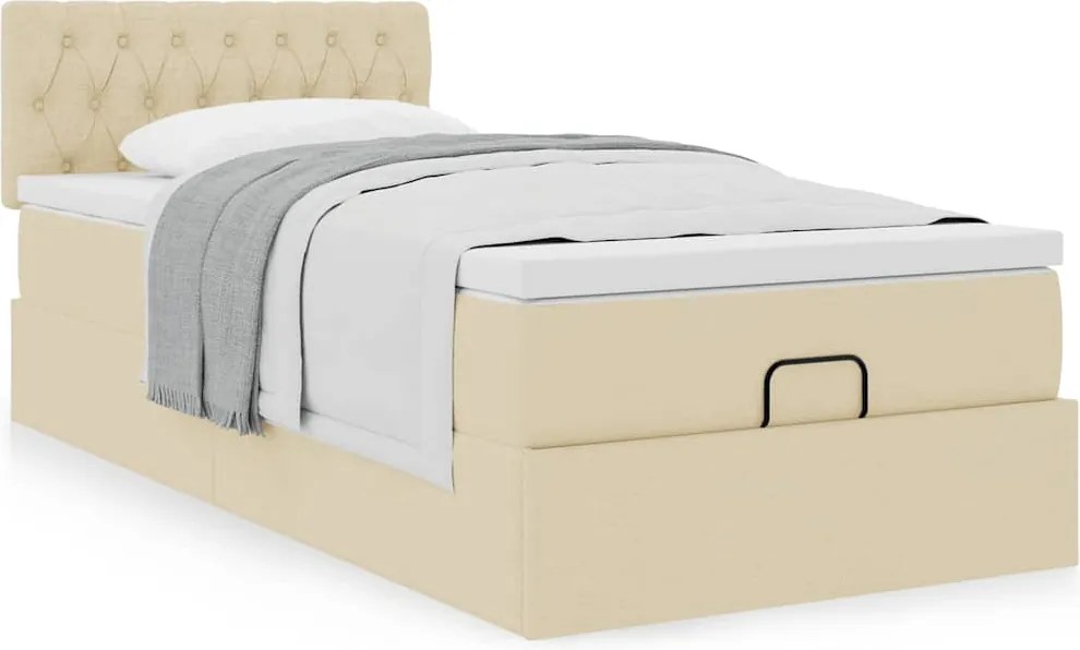Osmanský rám postele s matrací krémově 80x200cm textil 3311502