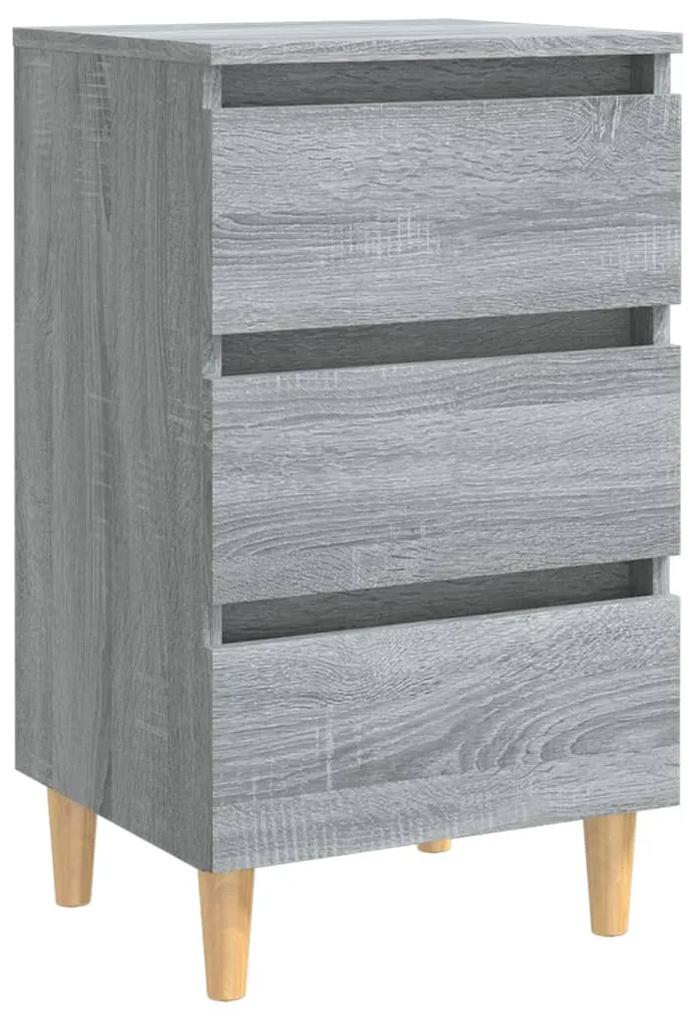 Noční stolek masivní dřevěné nohy šedý sonoma 40 x 35 x 69 cm - Default Title
