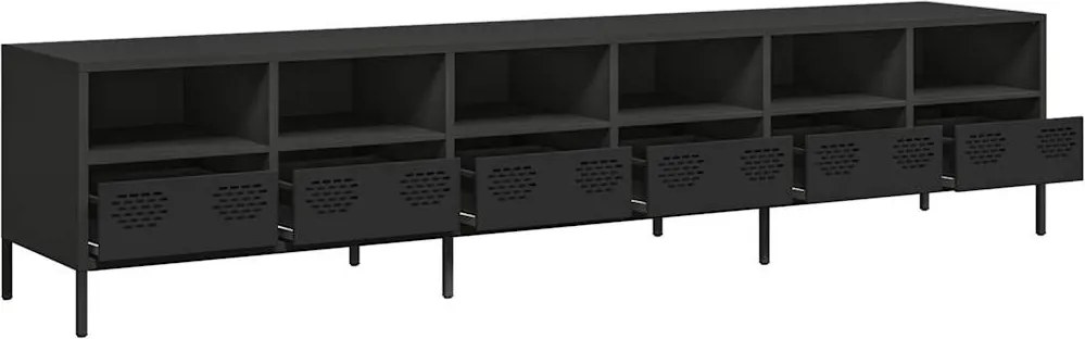 TV skříňka černá 202x39x43,5 cm ocel válcovaná za studena 3307155