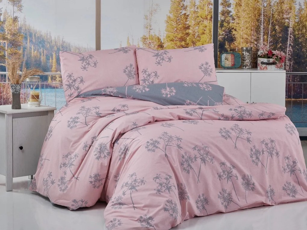 Povlečení bavlna 140x200, 70x90cm Liana pink Zapínání: zipový uzávěr