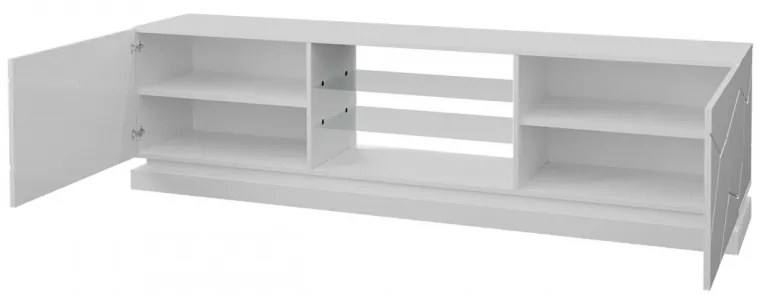 Televizní stolek s LED RGB osvětlením 200 cm LIMA - bílý / lesklý bílý