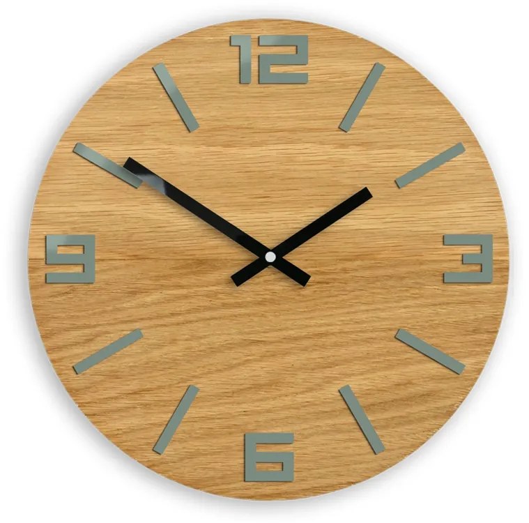 Nástěnné hodiny Arabic Wood hnědo-šedé