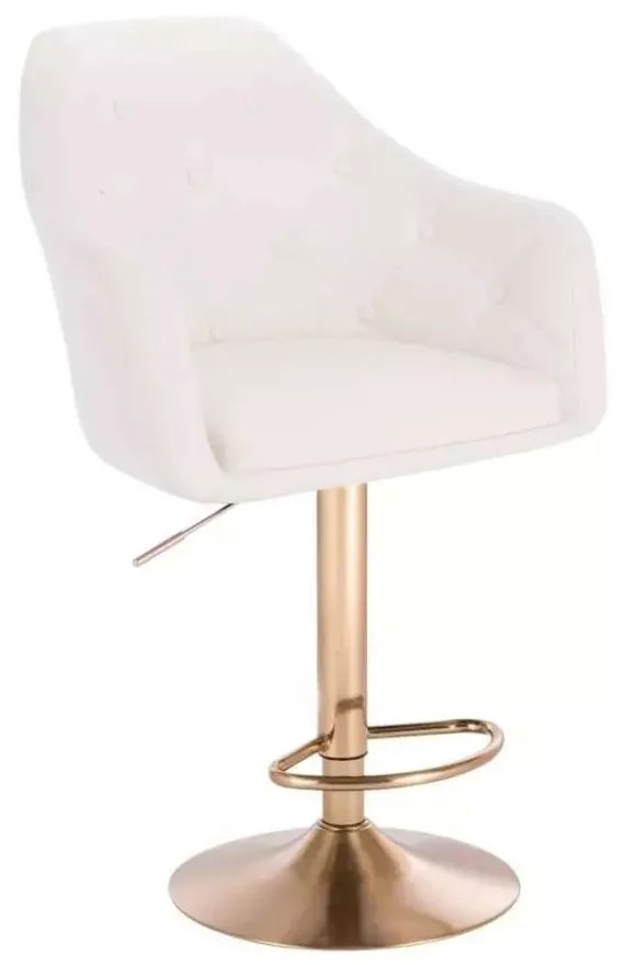 LuxuryForm DESIGN Barová židle ANDORA na zlaté kulaté podstavě - bílá