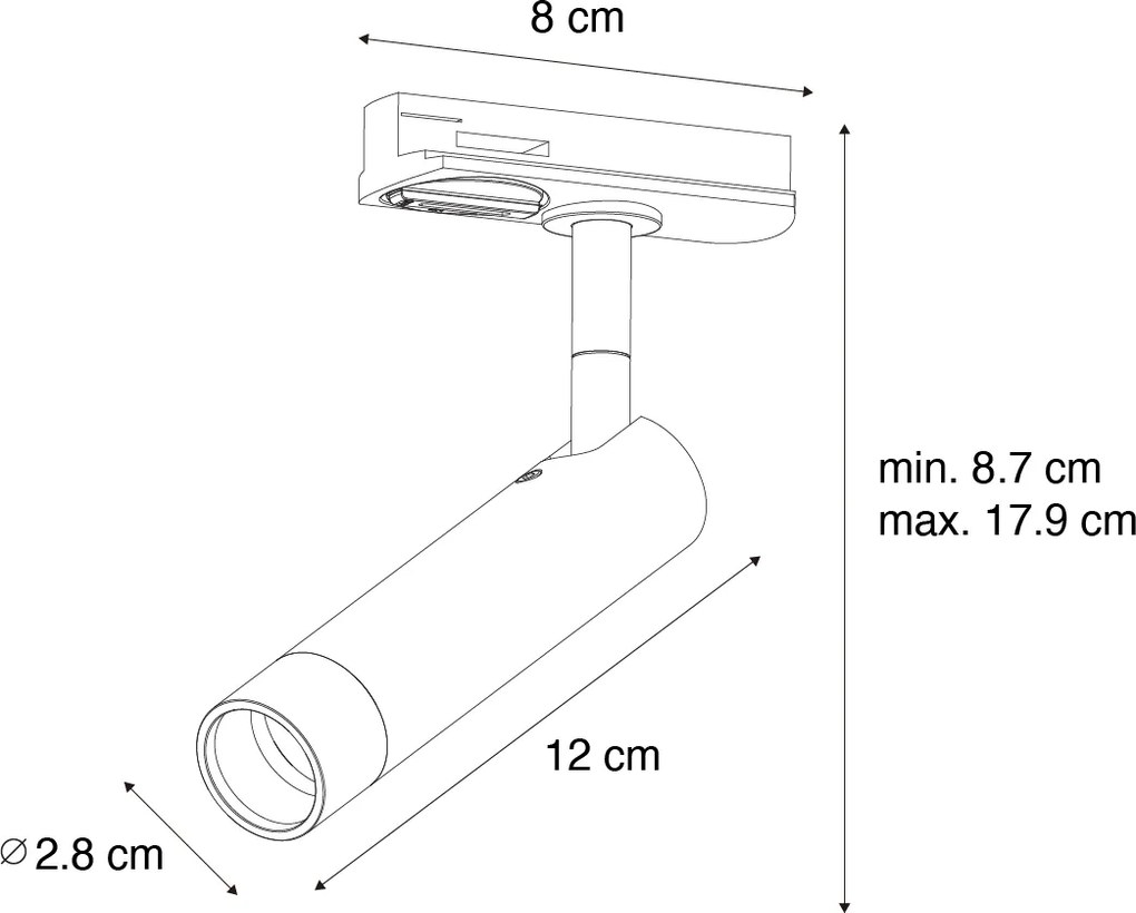 Moderní černé bodové světlo pro 1-fázový kolejnicový systém - Iconic Ivy