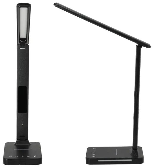 LED Stm. lampa s bezdr. nab. QI, displejem a USB portem LED/7W/230V 3000-6000K