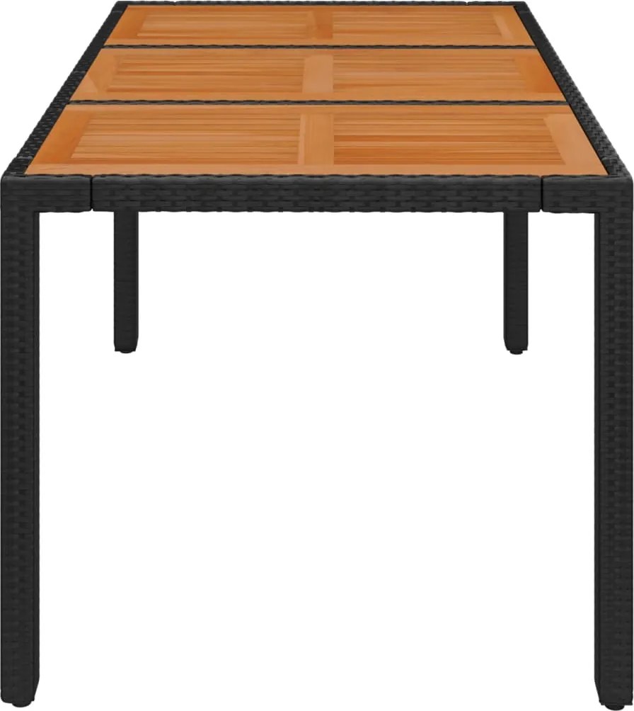 Zahradní stůl s dřevěnou deskou černý 150x90x75 cm polyratan 319901