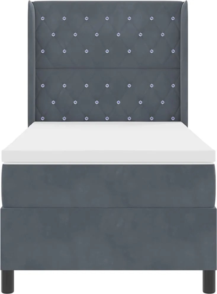 Postel s boxspringem s matrací Tmavě šedá 100 x 200 cm samet 3341943