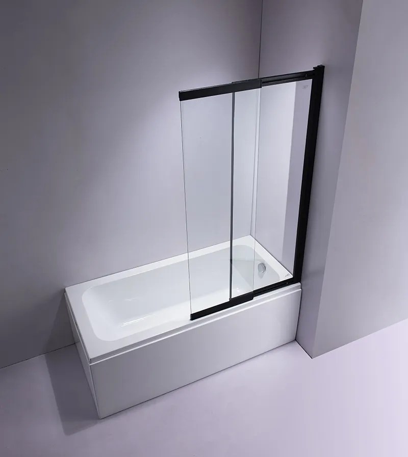 BPS-koupelny Dvoudílná vanová zástěna HYD-PR07 120x150 černá/transparent