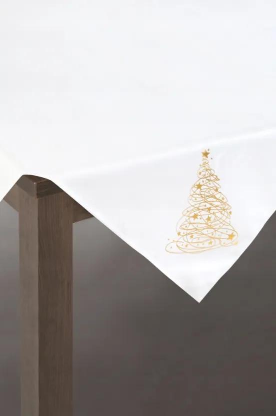Vánoční ubrus zlatý stromeček bílý 85x85 cm