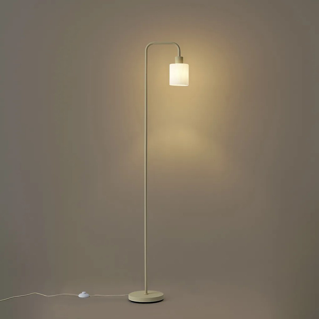 Skandinávská stojací lampa béžová s bílým sklem - Wisp