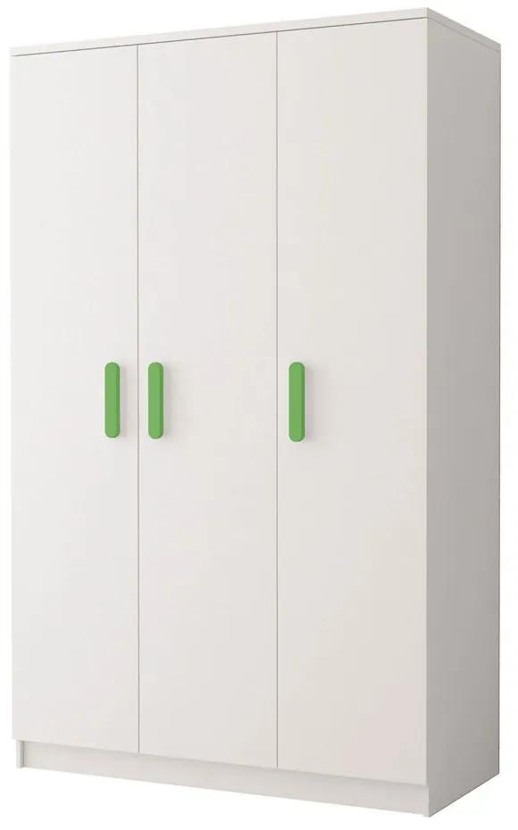 IDZ Velká šatní skříň Smyk - Bílá / Barevné úchytky Barva: Zelená