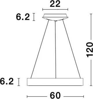 Závěsné LED svítidlo NOVA LUCE RANDO THIN 50W 3000K 9453453 stmívatelné Triac