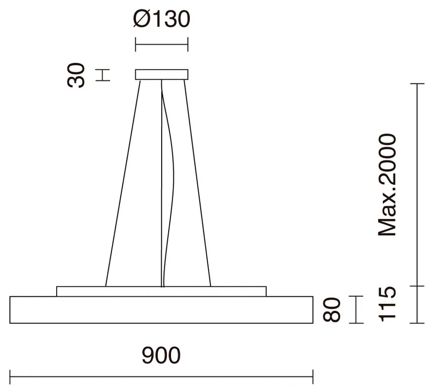 Indeluz 801D-L33A3B-02 závěsné LED svítidlo Bilog L, černé, 96W, 4000K ø87cm