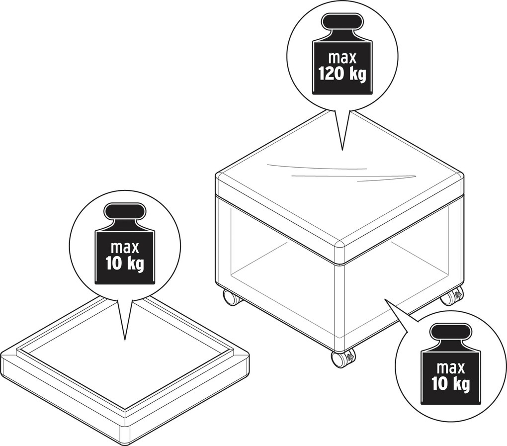 Tchibo - Taburet na kolečkách s podnosem - barva: šedá