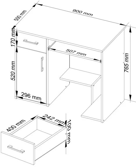 Kancelářský stůl JAY bílý/černý lesk