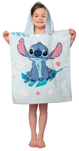 Jerry Fabrics Plážová osuška pončo Lilo and Stitch Blue 50x115 cm