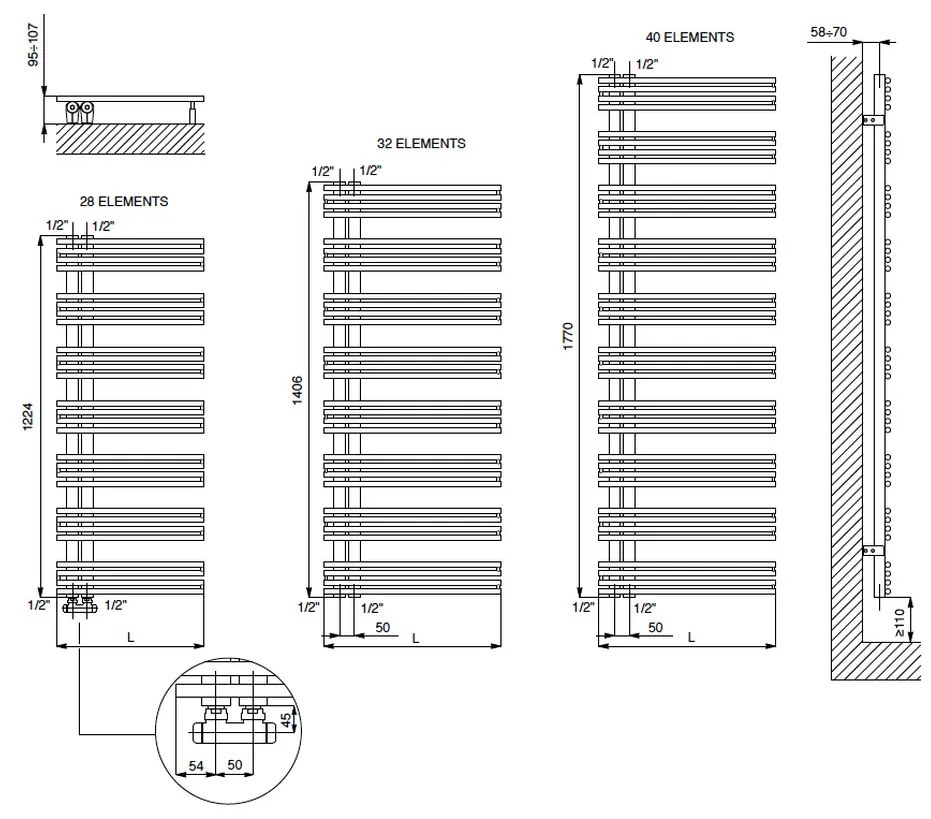 Cordivari Kelly - radiátor 1406x600 mm, leštěná nerez 3551780400112