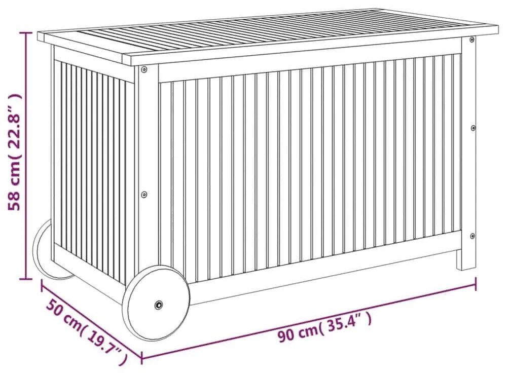 Petromila Zahradní úložný box s kolečky 90 x 50 x 58 cm masivní akácie