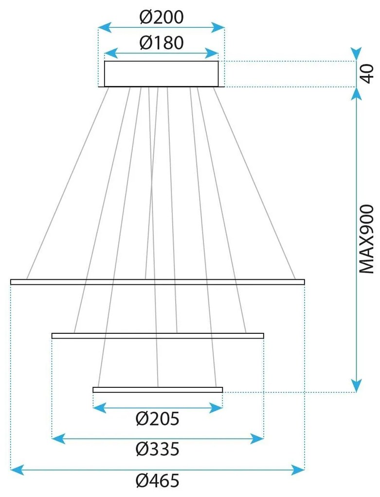 Toolight Závěsné LED osvětlení Modern D17 G041-3CP kartáčovaná zlatá