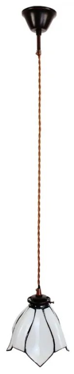 Bílá závěsná Tiffany lampa ve tvaru květu Jurren – 18x115 cm