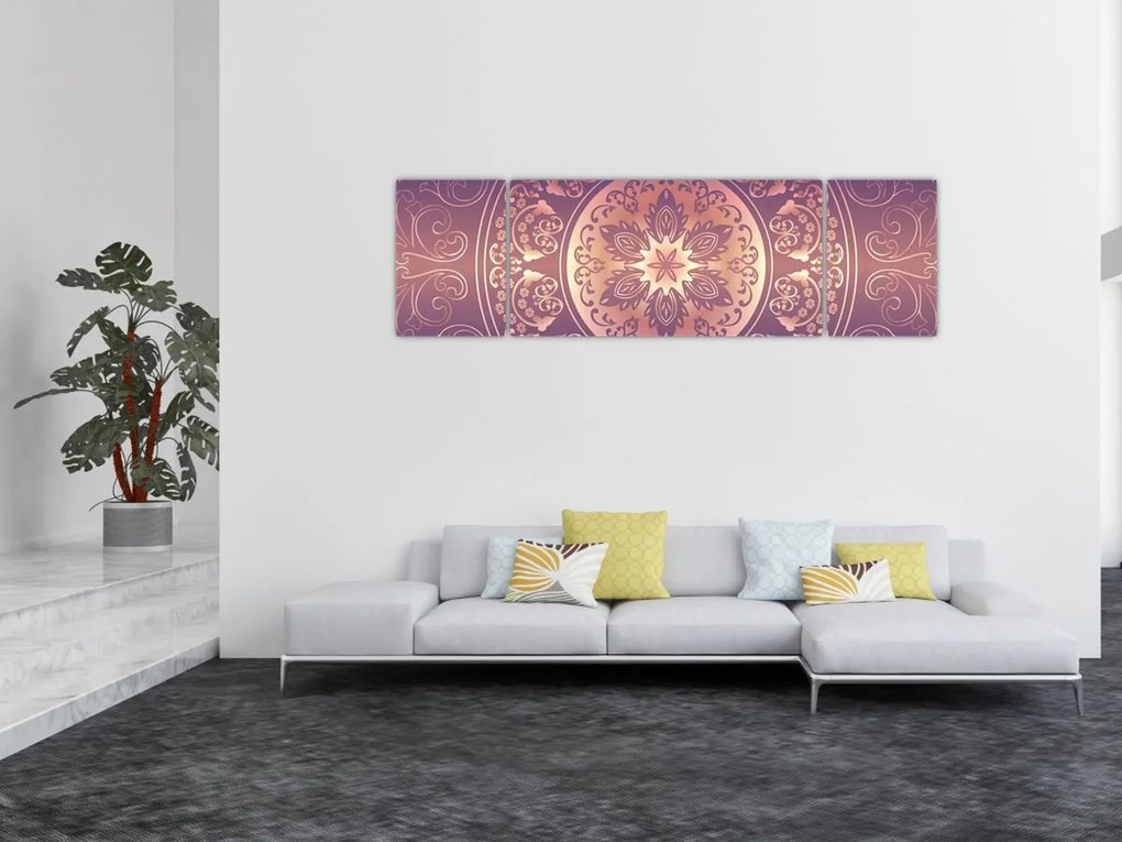 Obraz - Mandala na fialovém gradientu (170x50 cm)