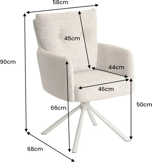 Designová otočná židle Maddison šampaňská béžová
